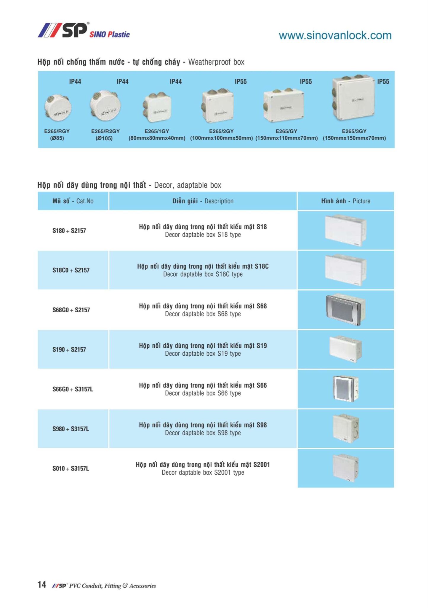 Catalogue ống luồn dây điện PVC Sino Vanlock 7-2024